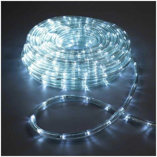 LED шнур Luazon Lighting 10 мм, круглый, 20 м, чейзинг, 2W-LED/м-24-220V, с контроллером, 8 режимов, белый (1589832)