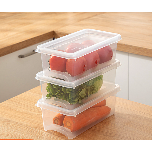 Набор из 3-х длинных контейнеров для еды с крышкой (размер: 25 см x 14 см x 9 см) цвет: белый
