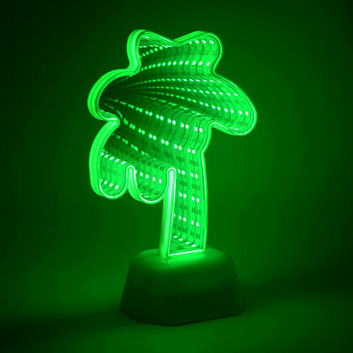 Зеркальный светодиодный 3D ночник для детей и взрослых / Двухсторонняя декоративная ночная лампа NL-04, Зеленая Пальма