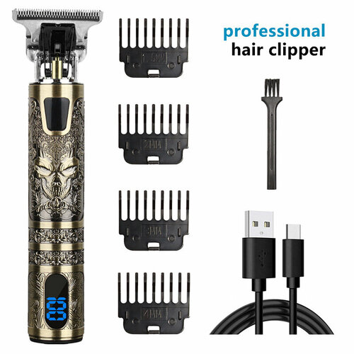 Электрическая машинка для стрижки волос T9 с бронзовым цифровым дисплеем 'Король демонов'