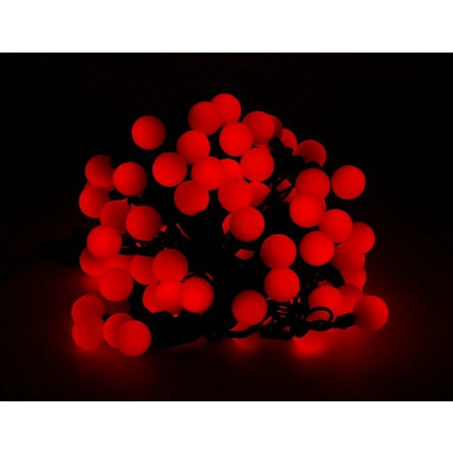 Светодиодная гирлянда Мультишарики 25 мм 70 красных LED ламп 10 м, черный ПВХ, соединяемая, IP44, SNOWHOUSE OLDBL070-R-E