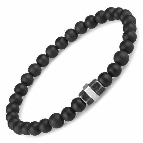 Браслет Everiot, агат, размер 17 см, черный