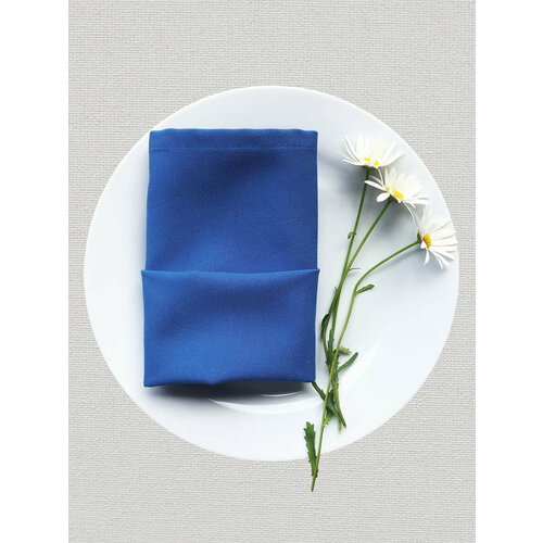 Салфетки декоративные тканевые для сервировки стола (синий) набор 6 штук 45х45