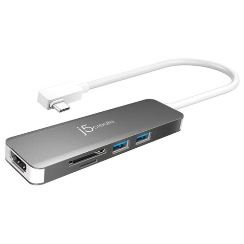 Мульти-переходник j5create USB-C 3.1 с супер высокой скоростью. Порты: HDMI, SD, microSD, 2 x USB-A 3.1.