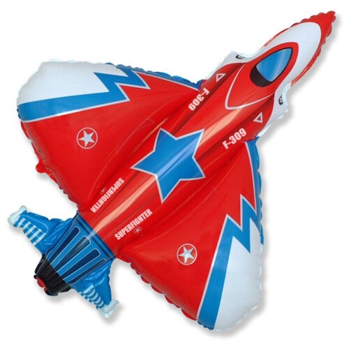 Ukid GIFT Воздушный шар, шар фольгированный "Самолет Истребитель" красный, 39'/99 см