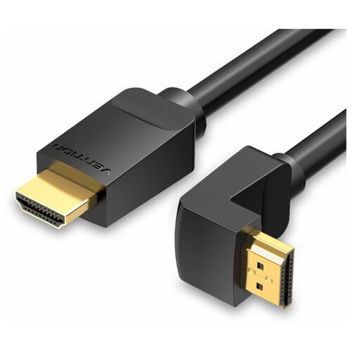 Кабель Vention HDMI версия 2.0. Высокоскоростной кабель Ultra HD, тип разъемов HD 19M/19M, угол 270, длина 2м, черный
