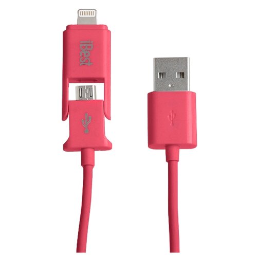 Кабель iBest USB - microUSB/Lightning (iPW10), красный
