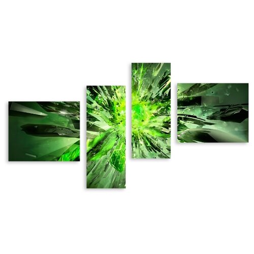 Модульная картина на холсте "Зеленый взрыв" 90x51 см