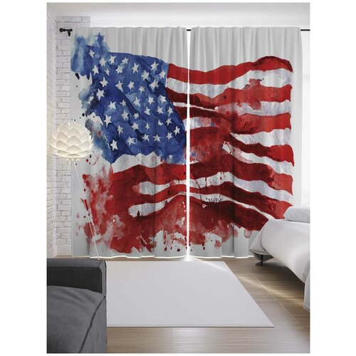 Фотошторы  JoyArty Размытый флаг Америки на ленте p-20716, 145х265 см, 2 шт., разноцветный