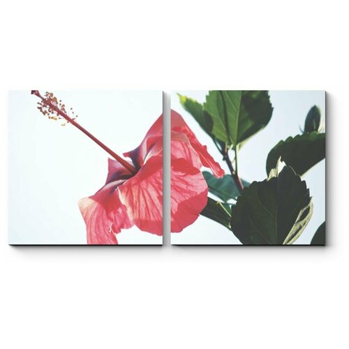 Модульная картина Красный цветок90x45