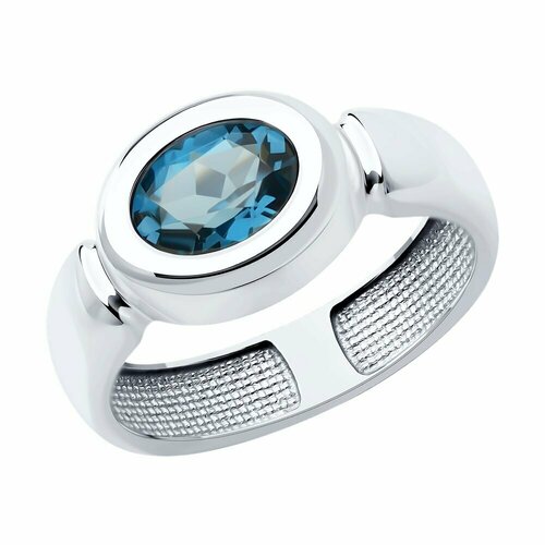 Кольцо Diamant online, белое золото, 585 проба, топаз, размер 19.5, голубой