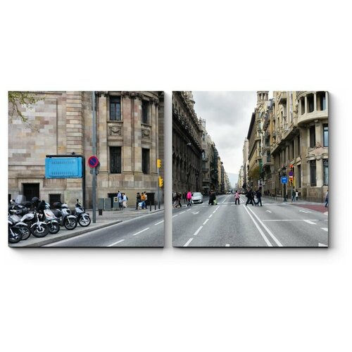 Модульная картина Пустая дорога в центре Барселоны130x65