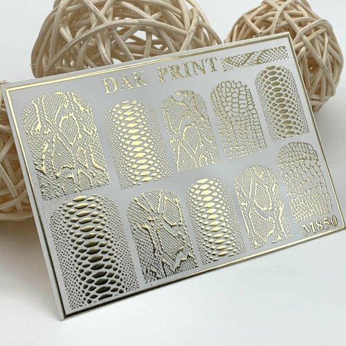 Металлизированные cлайдеры для маникюра (водные наклейки) для дизайна ногтей "Золотой змеиный принт"