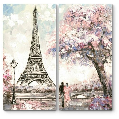 Модульная картина Город любви весной, Париж 140x140