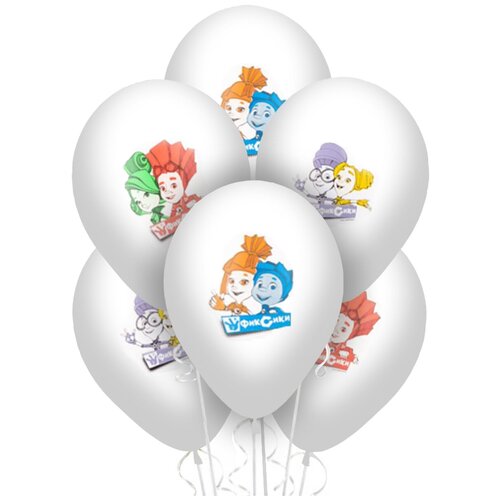 Воздушные шары латексные Riota Фиксики, Комиксы, белые, набор 15 шт