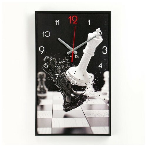 Часы-картина настенные, серия: Интерьер, "Шахматы", плавный ход, 57 х 35 х 4 см