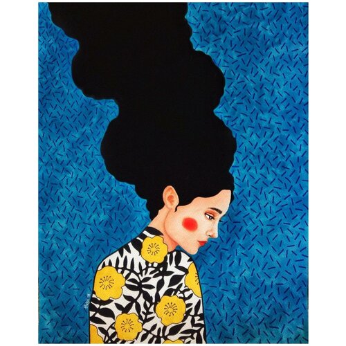 Постер / Плакат / Картина Дама с черными волосами 50х70 см в подарочном тубусе