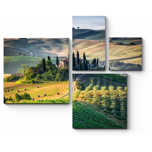 Модульная картина Тоскана, панорамный пейзаж182x152