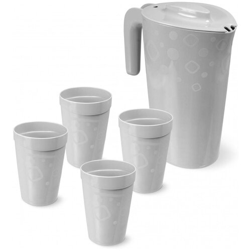 Набор питьевой 5 предметов «Люмици»: кувшин 1,8л; 4 стакана 0,3л светло-серый С576СЕР