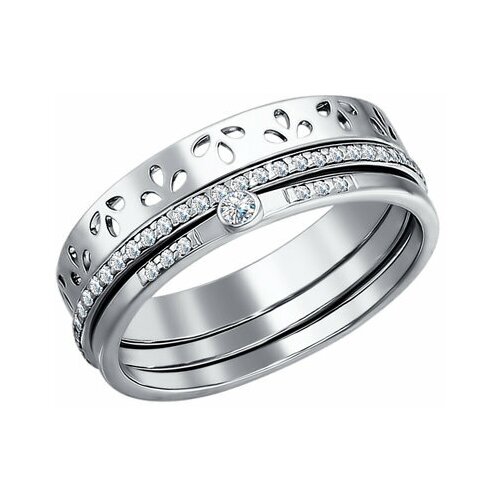 Кольцо Diamant online, серебро, 925 проба, фианит, размер 17