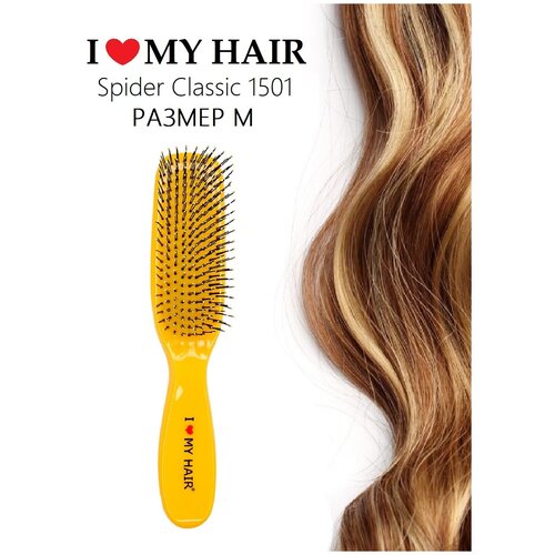 Щетка парикмахерская ILMH Spider Classic 1501 желтая-глянцевая M / I LOVE MY HAIR