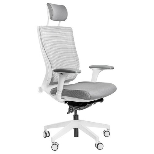 Эргономичное кресло FALTO Falto Trium (White), обивка: текстиль, цвет: серая ткань/сетка