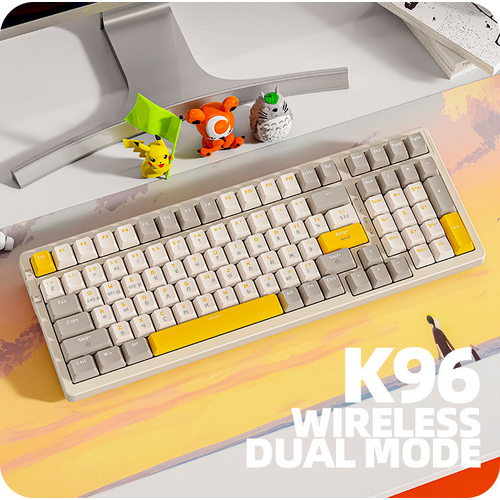 Клавиатура механическая беспроводная Wolf K96 Bluetooth+2.4G+Hot Swap русская/английская игровая для компьютера ноутбука планшета Keyboard, wireless