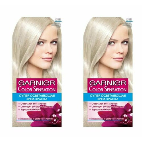Краска для волос, Garnier, Color Sensation, 910 пепельно-серебристый блонд, 110 мл, 2 шт