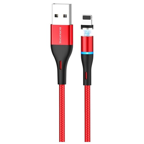 Магнитный кабель USB - Lightning 1.2м Borofone BU16 Skill - Красный