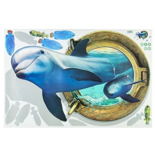 Наклейка 3Д интерьерная Дельфин 90*60 см