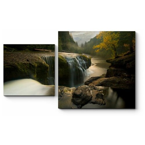 Модульная картина Лесной водопад 120x72