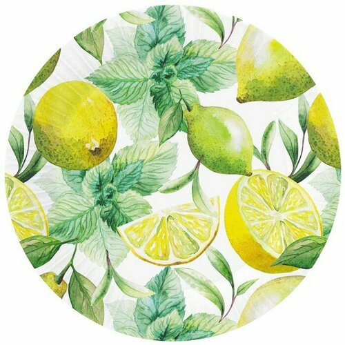 ND PLAY Набор бумажных тарелок «Лимоны», в т/у плёнке, 6 шт, 18 см