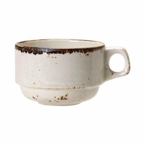 Чашка чайная "Крафт Вайт", фарфор,285мл, диаметр 90, высота 65мм, белый, коричнев.
