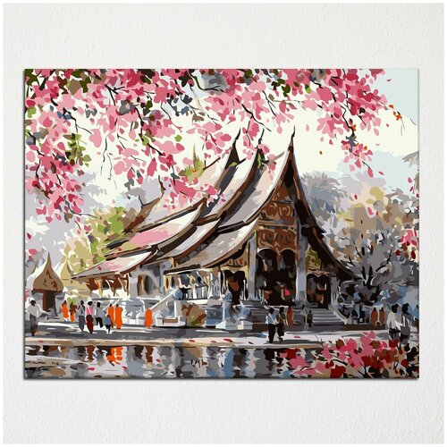 Картина на Дереве - "Сакура, весенний Тайланд", размер 60х47 см
