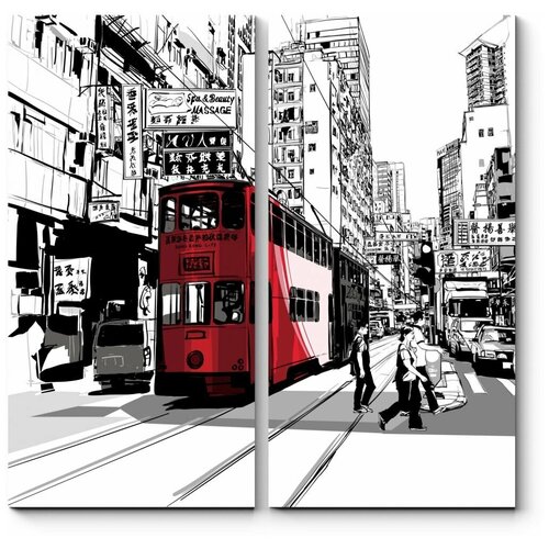 Модульная картина Один день из жизни Гонконга 110x110