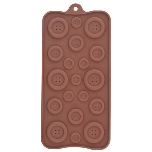 Форма для шоколадных конфет силиконовая "Пуговицы", 19 ячеек