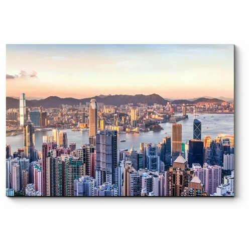 Модульная картина Закат над бухтой Виктория, Гонконг30x20
