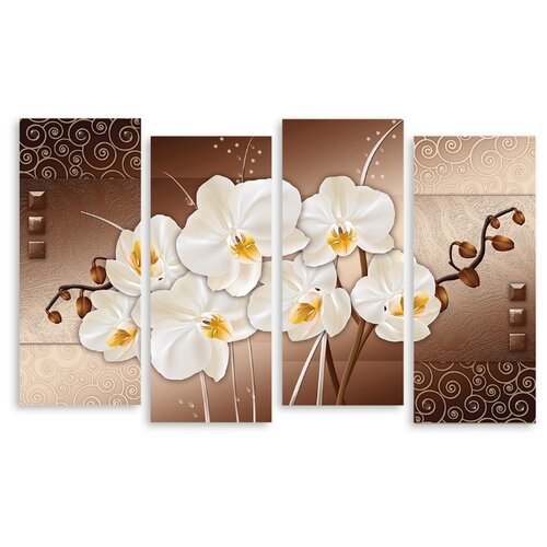 Модульная картина на холсте "Белые орхидеи" 120x75 см