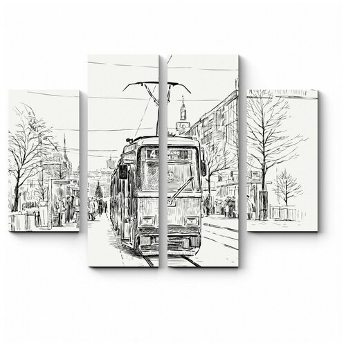 Модульная картина Городской пейзаж в черно-белом 90x68