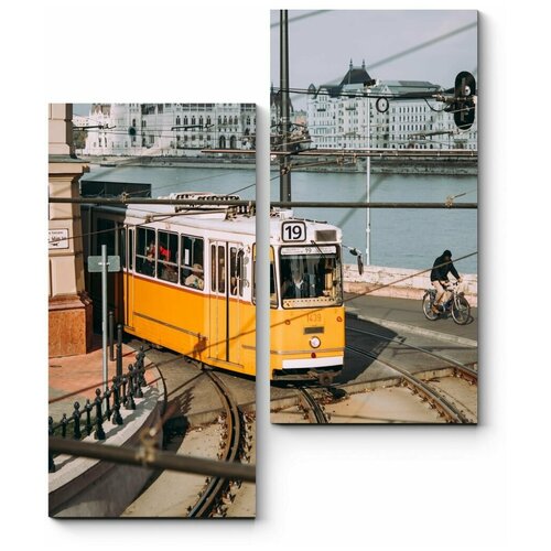 Модульная картина Трамвай по одной из улиц Будапешта40x50