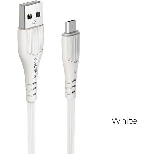 Кабель Borofon MicroUSB BX37 Wieldy TPE 2,4А 1м белый