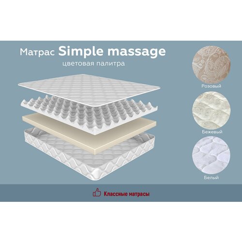 Матрас SIMPLE MASSAGE высота 18см для сна на диван кровать ортопедическая пена ВВ стеганный жаккард (160 / 200)