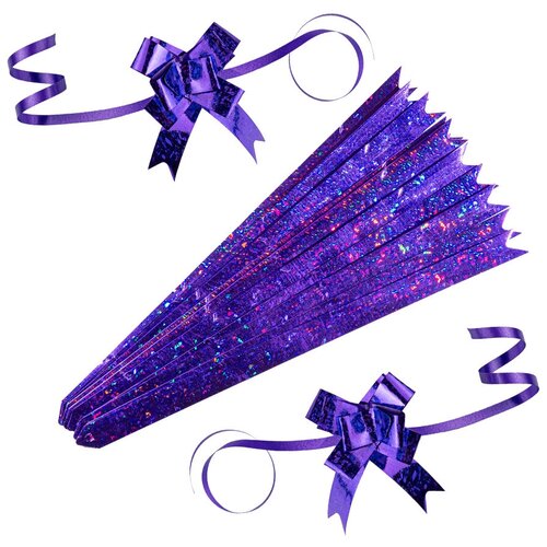 Декоративный бант-бабочка голография для подарков 14х260 мм (фиолетовый) 20 шт.