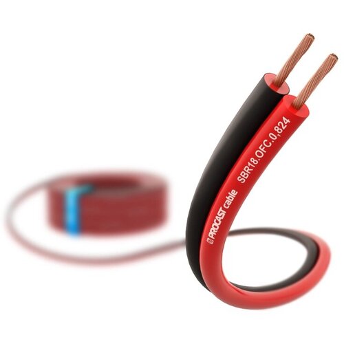 Инсталляционный красно-черный акустический кабель 2х0,824mm² PROCAST Cable SBR 18. OFC 15м