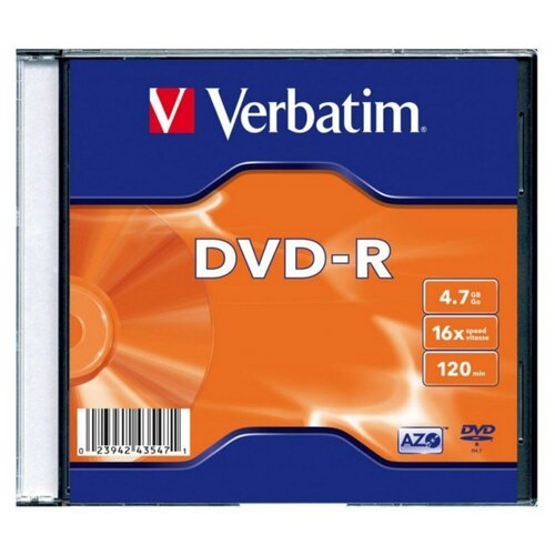 Verbatim Диски DVD- R Verbatim 16- x, 4.7 Gb, (уп 20 шт) (43547)