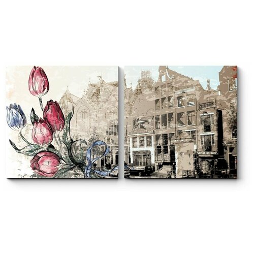 Модульная картина Винтажный Амстердам 160x80