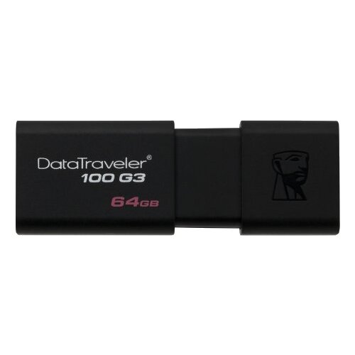 Флешка Kingston DataTraveler 100 G3 64 ГБ, 1 шт., черный