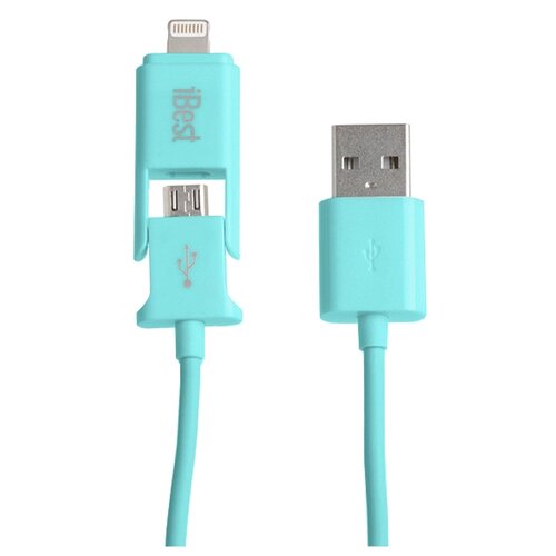 Кабель iBest USB - microUSB/Lightning (iPW10), голубой