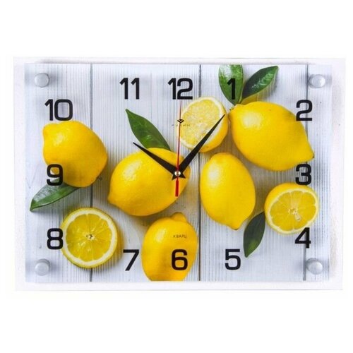 Часы настенные, серия: Кухня, "Лимоны на столе", плавный ход, 25 x 35 см