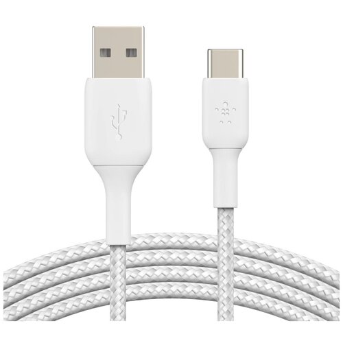 Кабель Belkin USB-A - USB-C, 1m, нейлон, белый (CAB002bt1MWH)